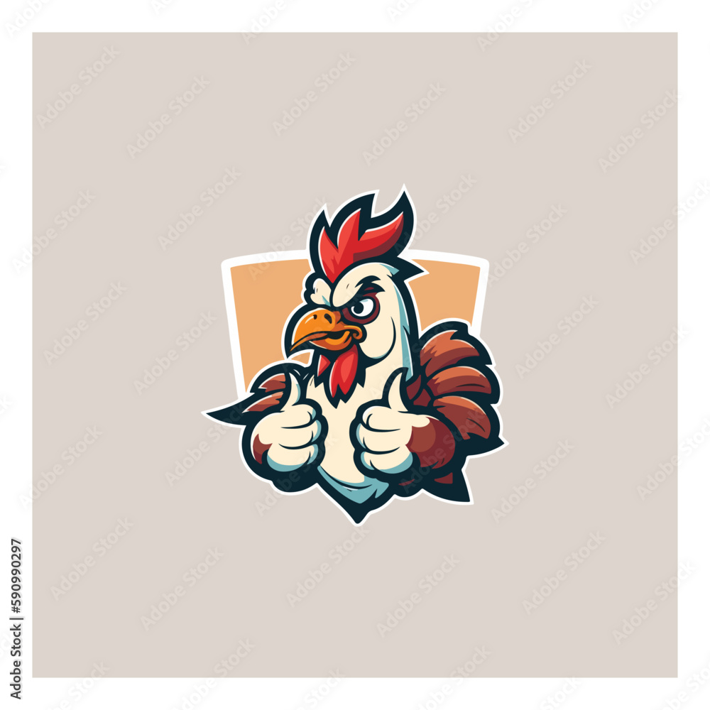 Chicken Logo Cartoon Character. Cute Cartoon Rooster chicken giving ...