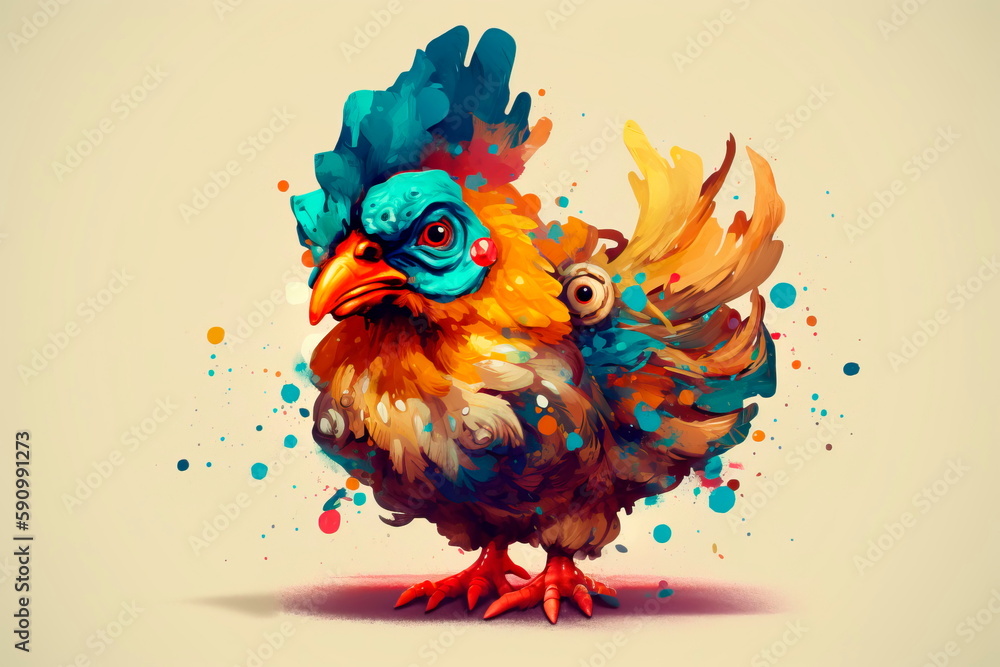 Cartoon style of chicken for printing card featuring Generative AI ...