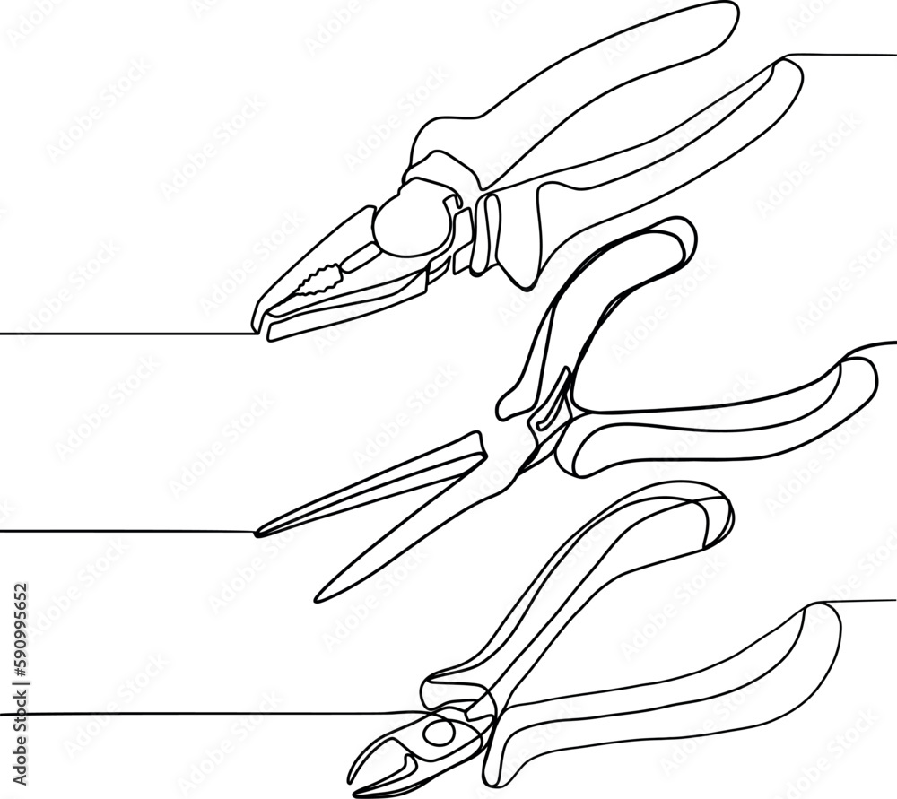 Pliers for craftsmen. Tools on a black and white background. Pliers ...