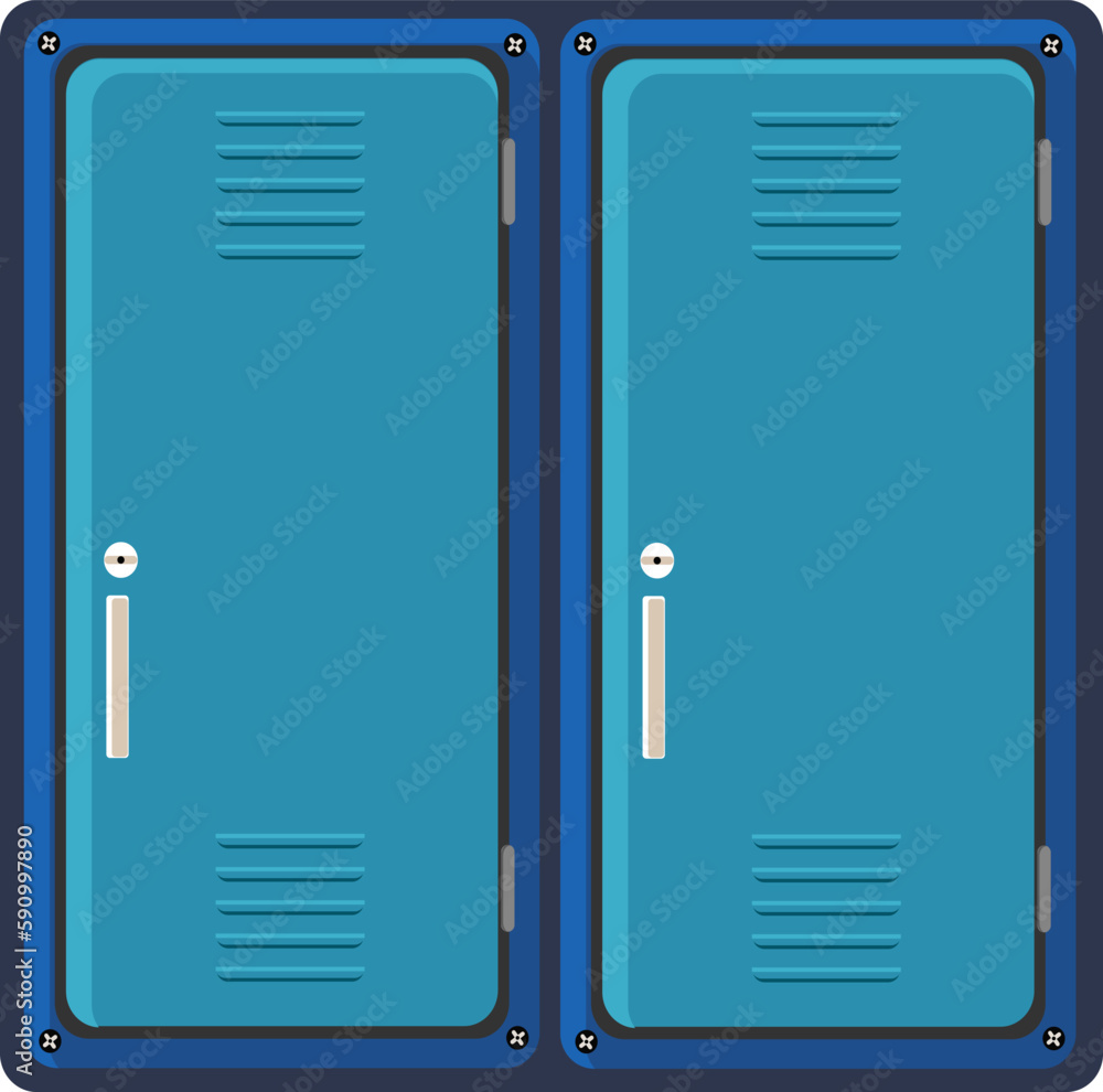 School locker. Blue school locker with a lock to store things and books ...
