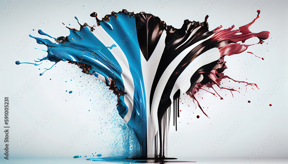 Liquid Paint Colors of Botswana Country Flag Dripping and Explosion on ...