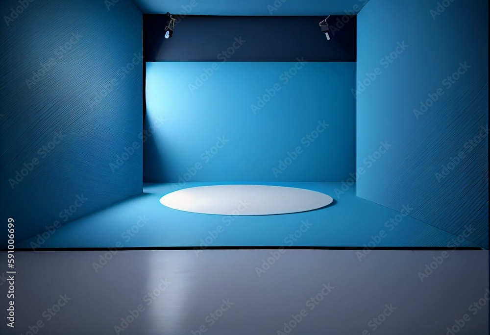 perspective floor backdrop blue room studio with light blue gradient ...