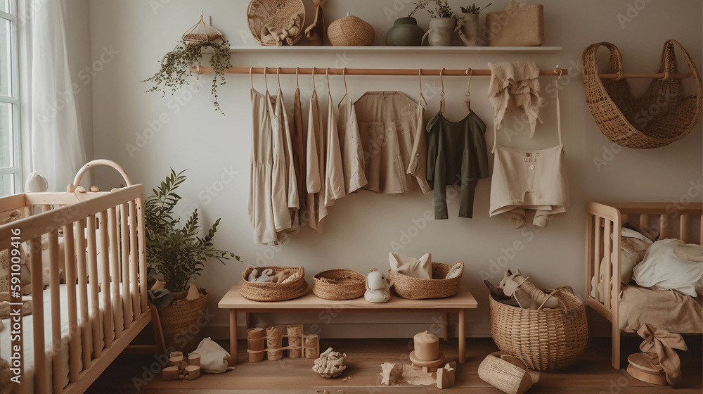 Sustainable Baby Care Eco-friendly Nursery, A charming image of a green ...