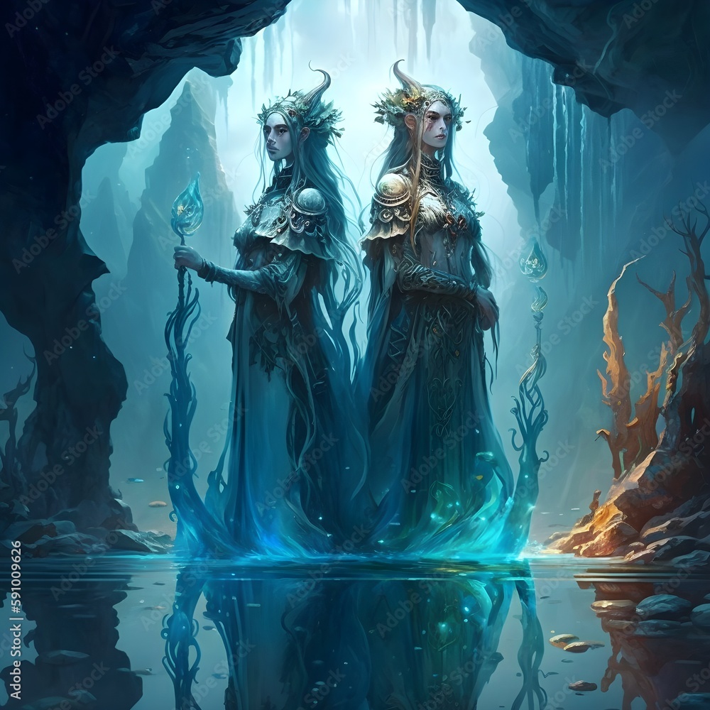 two of water myth fantasy style tarot art epic environment concept art ...