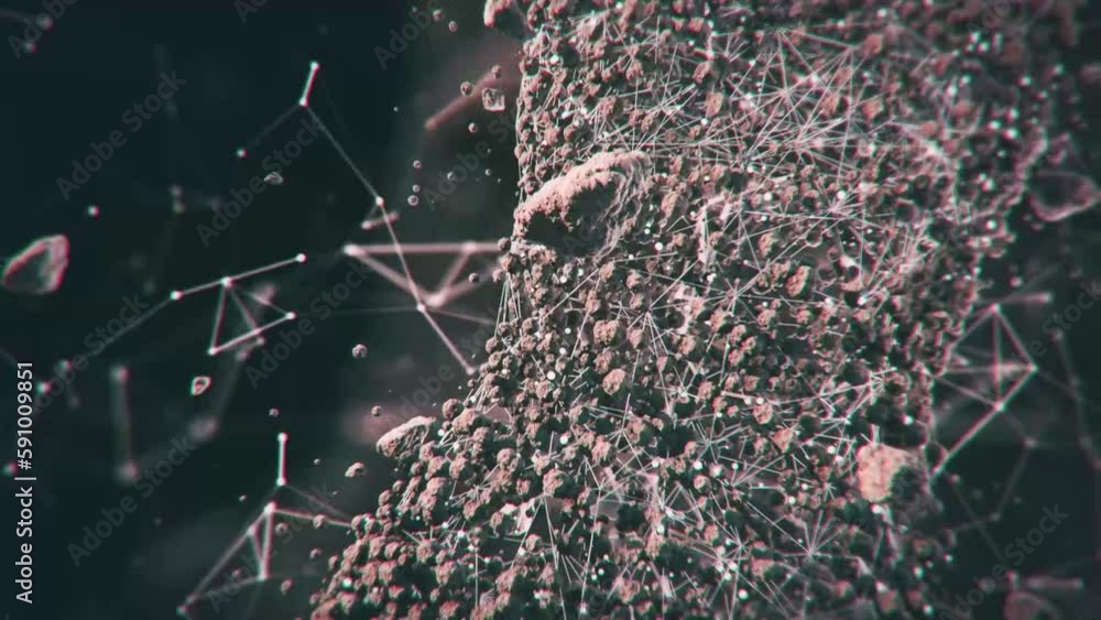 3D animation of stones on a black background, slowly moving in a ...