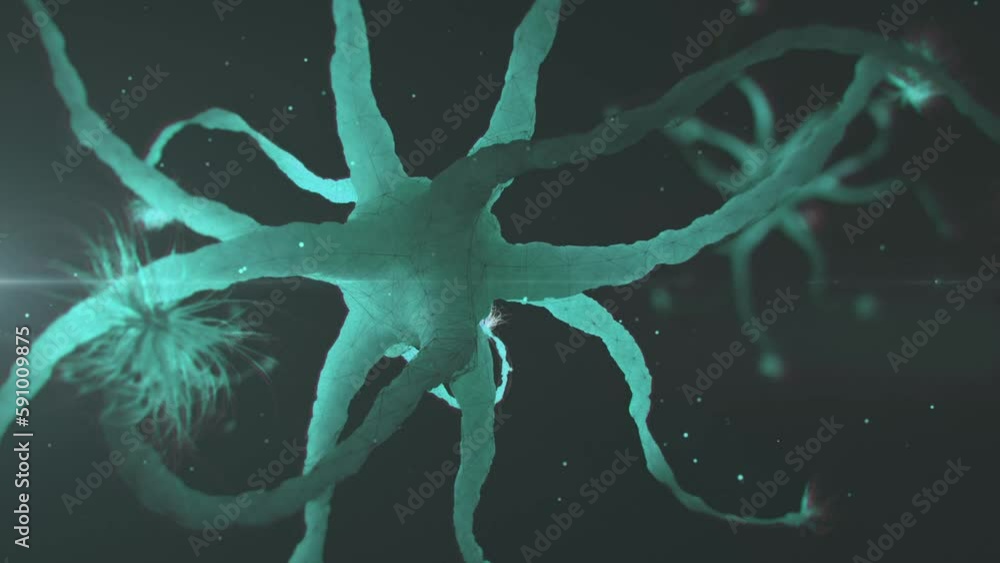 Blue microorganisms.Viruses under microscope.Human immune system virus ...