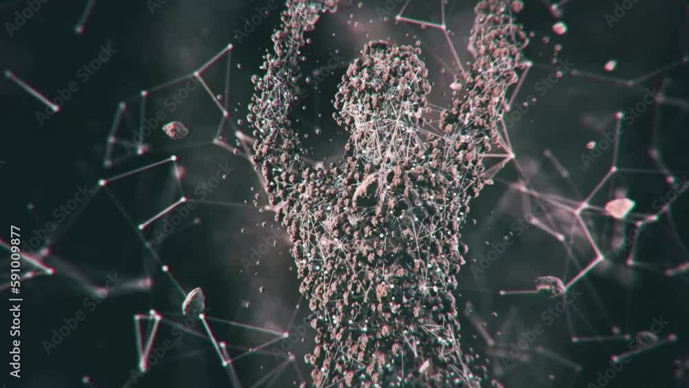 3D animation of stones on a black background, slowly moving in a ...