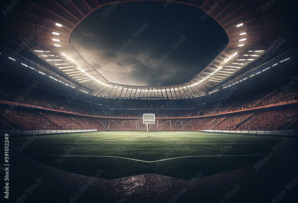 Football stadium. Ai generated football pitch, soccer stadium inside ...
