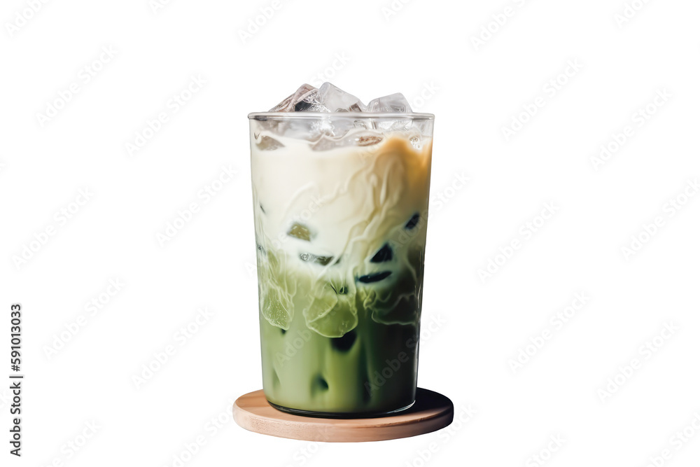 Iced matcha latte isolated on transparent background. generative Ai ...