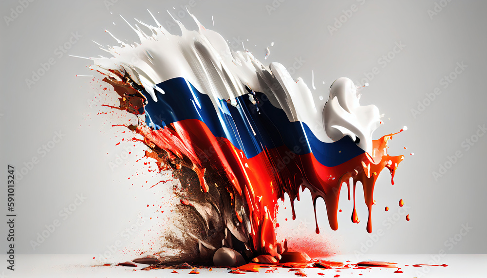 Russia Country Flag Colors of Liquid Oil Paint Splashing and Exploding ...