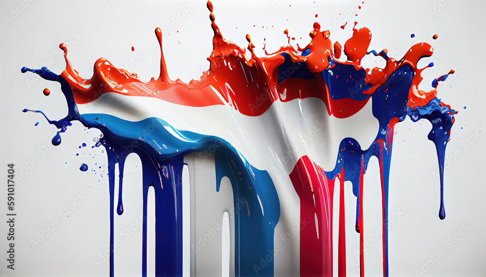 Costa Rica Country Flag Colors of Liquid Oil Paint Splashing and ...