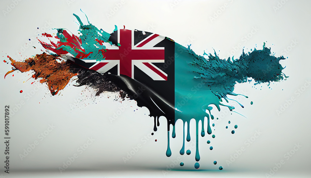 Liquid Paint Colors of Fiji Country Flag Dripping and Explosion on ...