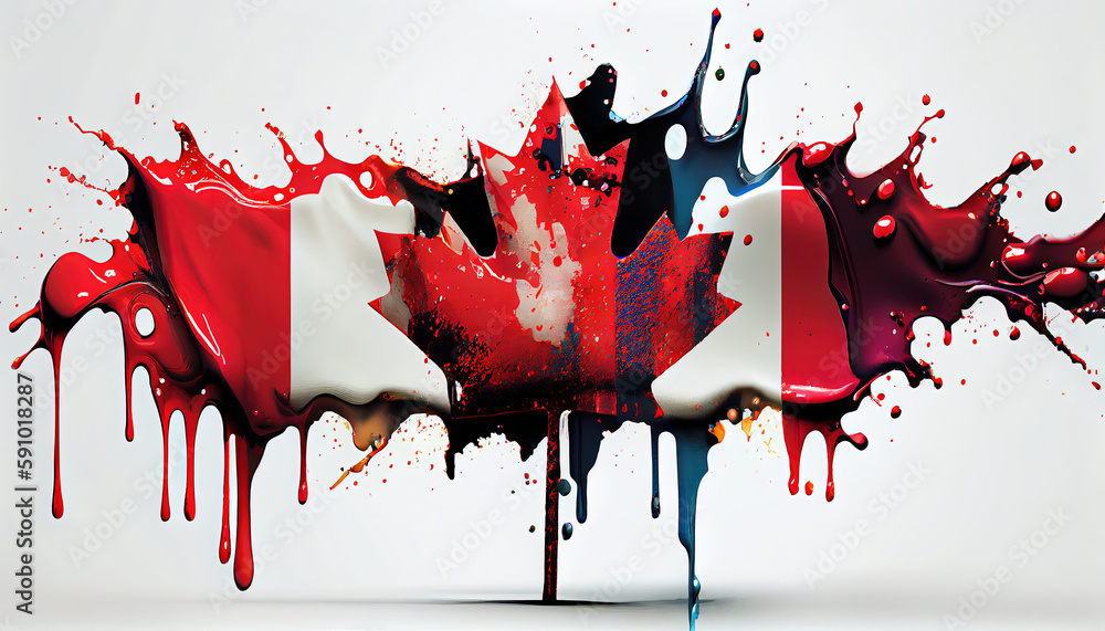 Liquid Paint Colors of Canada Country Flag Dripping and Explosion on ...