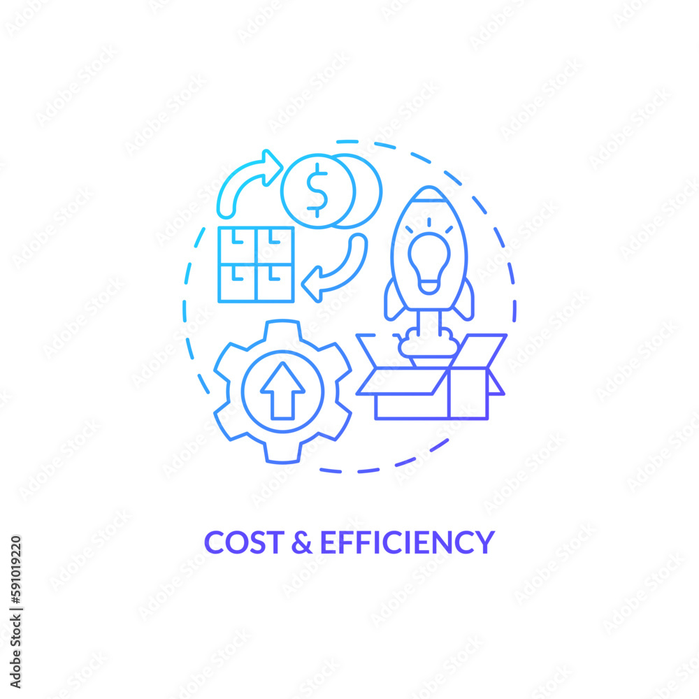 Cost and efficiency blue gradient concept icon. SMED benefit. Expense ... Cost and efficiency blue gradient concept icon. SMED benefit. Expense ...