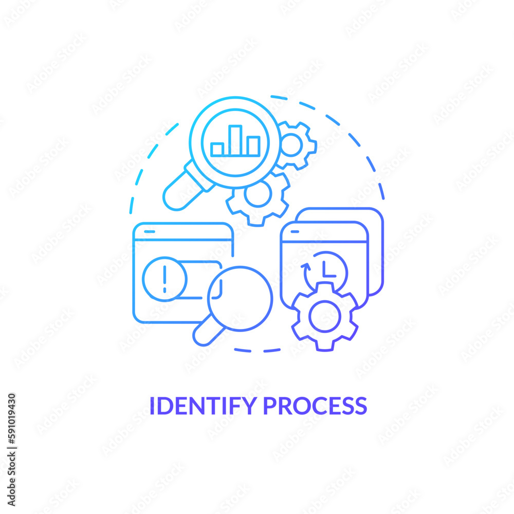 Identify process blue gradient concept icon. SMED usage. Lean ...