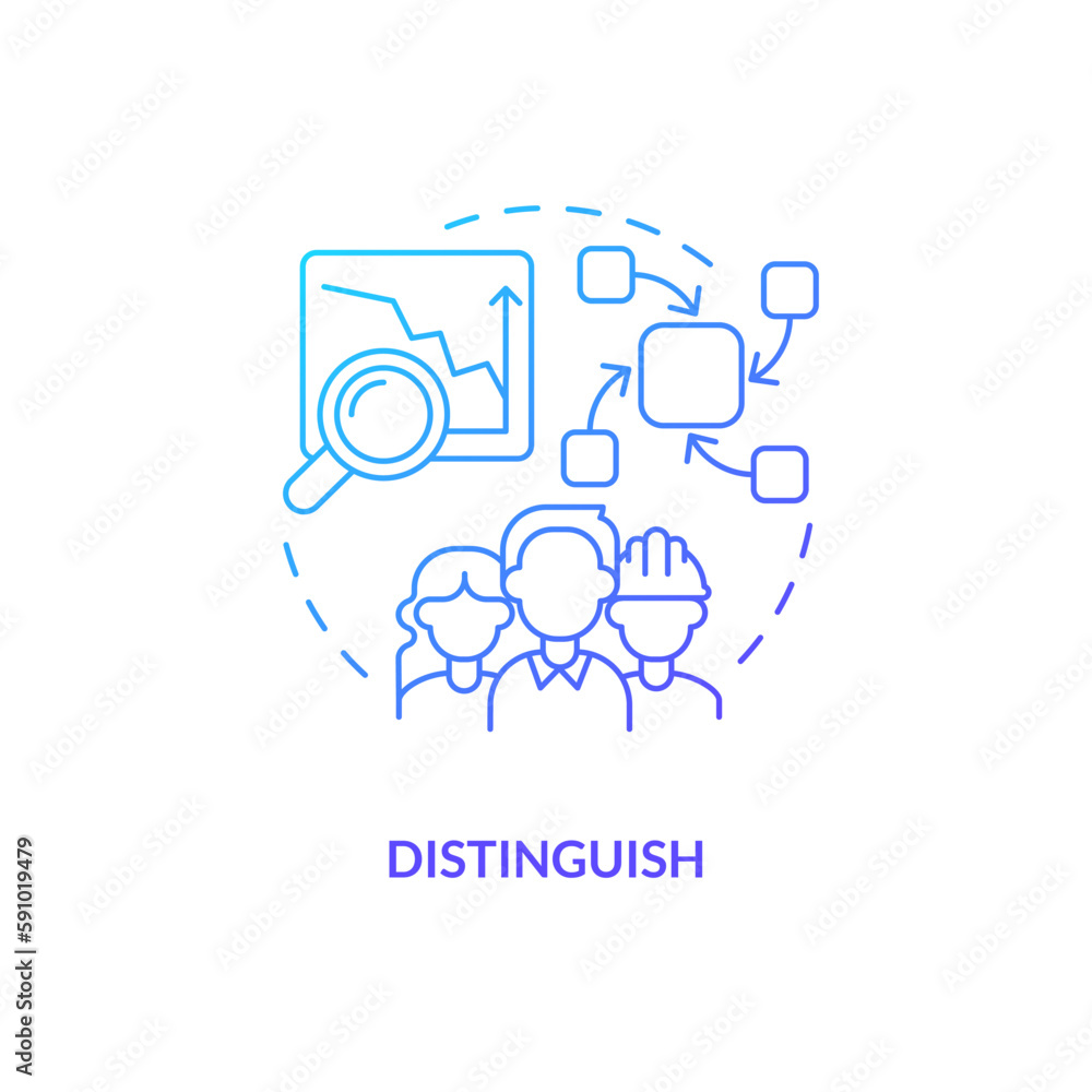 Distinguish blue gradient concept icon. Implement SMED. Separating ... Distinguish blue gradient concept icon. Implement SMED. Separating ...