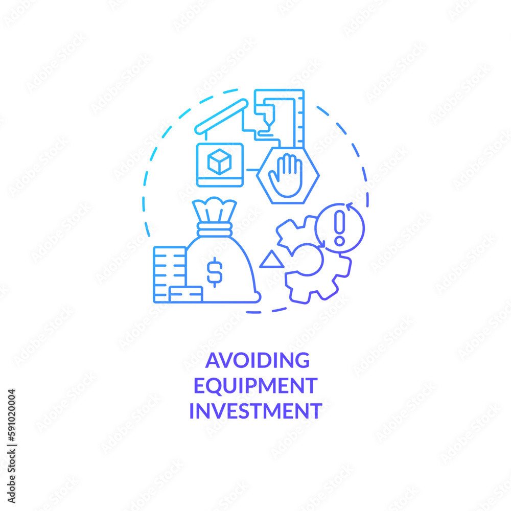 Avoiding equipment investment blue gradient concept icon. Cost savings ... Avoiding equipment investment blue gradient concept icon. Cost savings ...