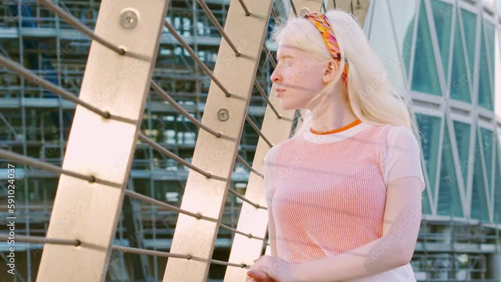 Dreamy pretty stylish albino teen generation z girl, cute inclusive ...