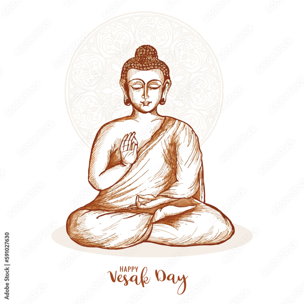Hand draw sketch vesak day card background Stock Vector | Adobe Stock