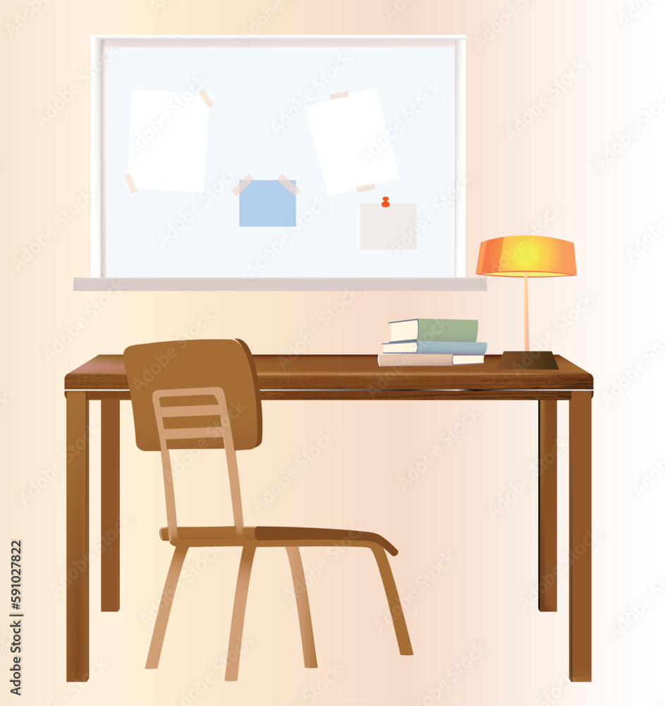 Office Room, Study room vector, Interior office room Stock Vector ...