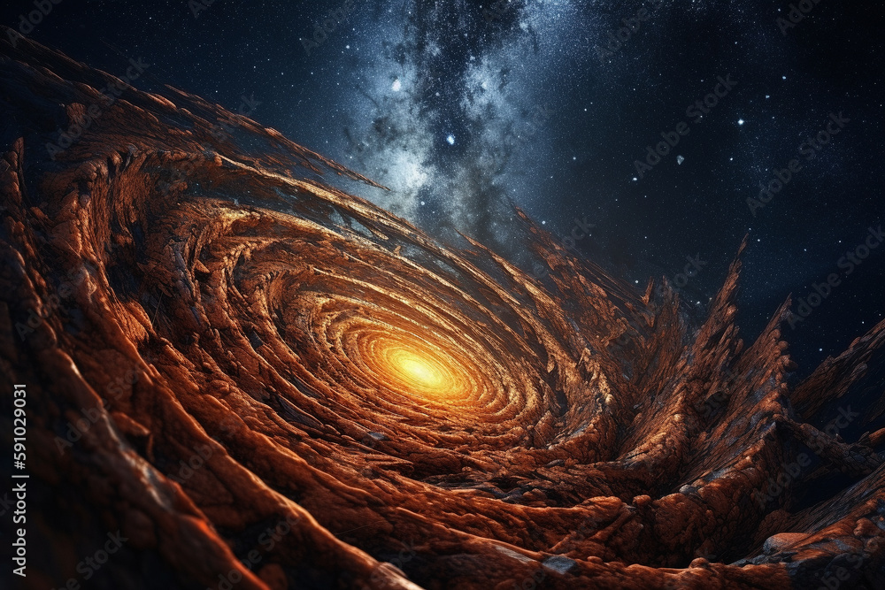 An illustration of a spiral galaxy being formed - Generative AI Stock ...