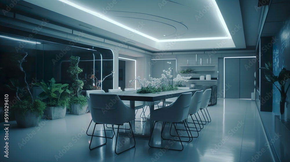 A high-end dining room with a modern design: The futuristic dining room ...
