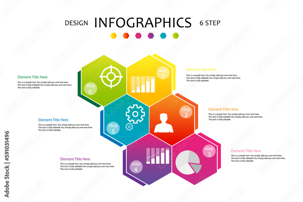 Infographic business horizontal timeline process chart template. Vector ...