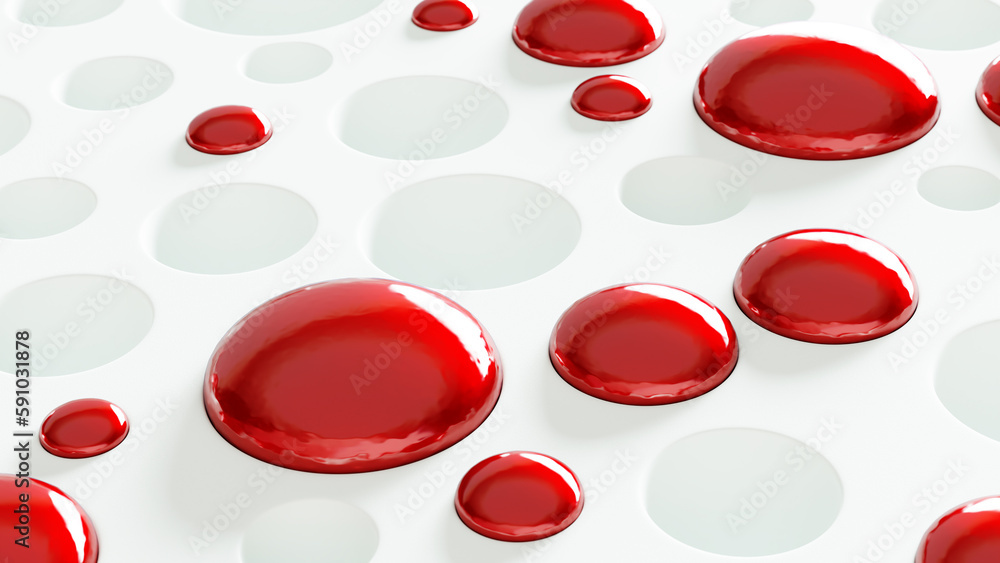 Abstract white background with empty cells and cells filled with red ...