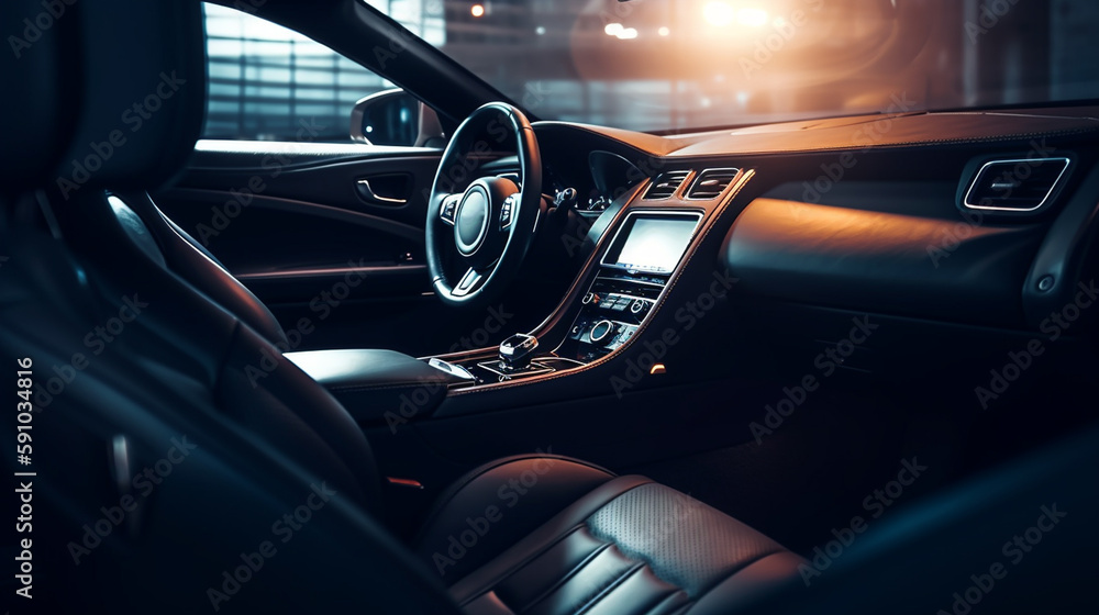 Modern luxury car interior details. Generative Ai Stock Illustration ...