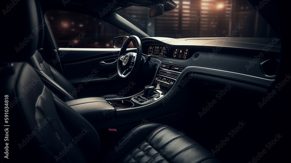 Modern luxury car interior details. Generative Ai Stock Illustration ...