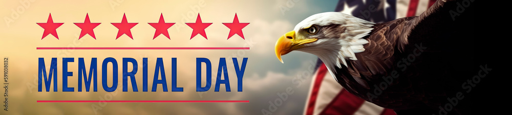 Memorial Day - Honoring All Who Served Text Over Eagle Flies with ...