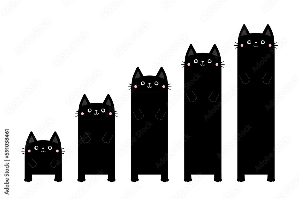 Black cat column diagram. Funny 5 steps infographics template. Growing ...