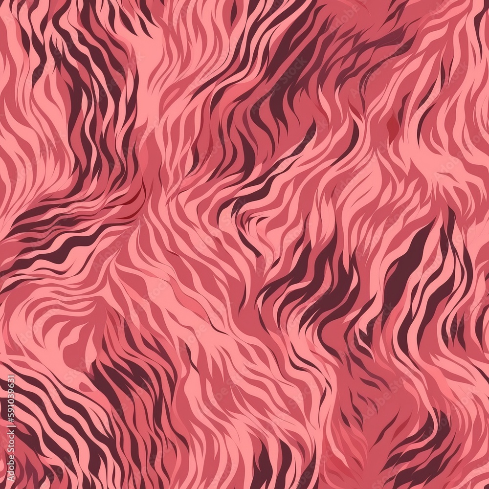 Seamless pink tiger fur fabric design with striped textures and animal ...