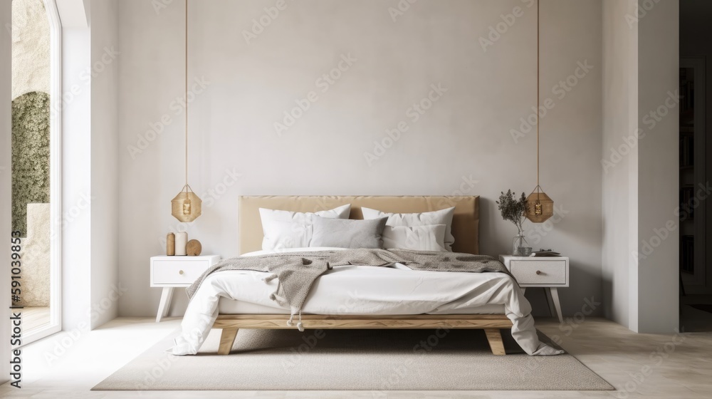 Stylish Bedroom. Modern Interior Design Background. Generative AI ...