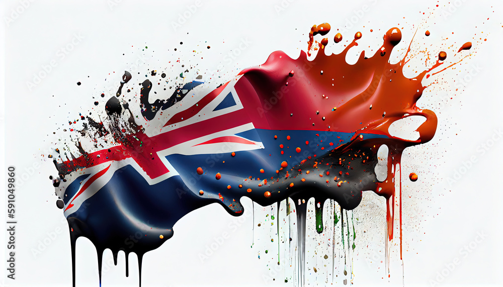 Liquid Paint Colors of New Zealand Country Flag Dripping and Explosion ...