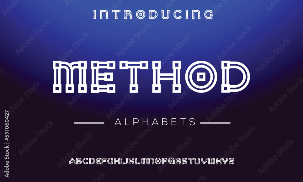 METHOD Abstract digital modern alphabet fonts. Typography technology ...