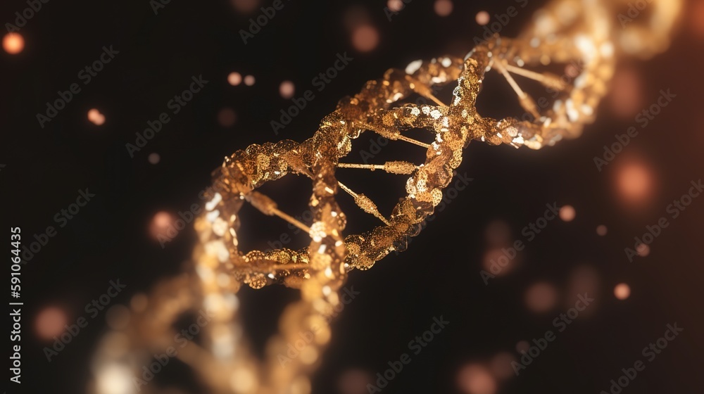 Digital illustration DNA structure in colour background with bokeh effect. generative ai Stock ...