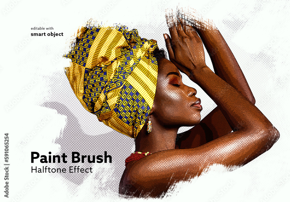 Paint Brush Halftone Effect Stock Template | Adobe Stock