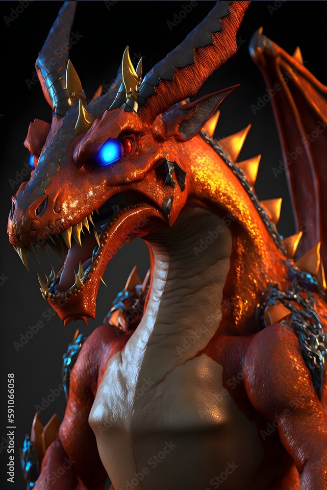 charizard if he was a demon with horns red eyes photorealistic ...