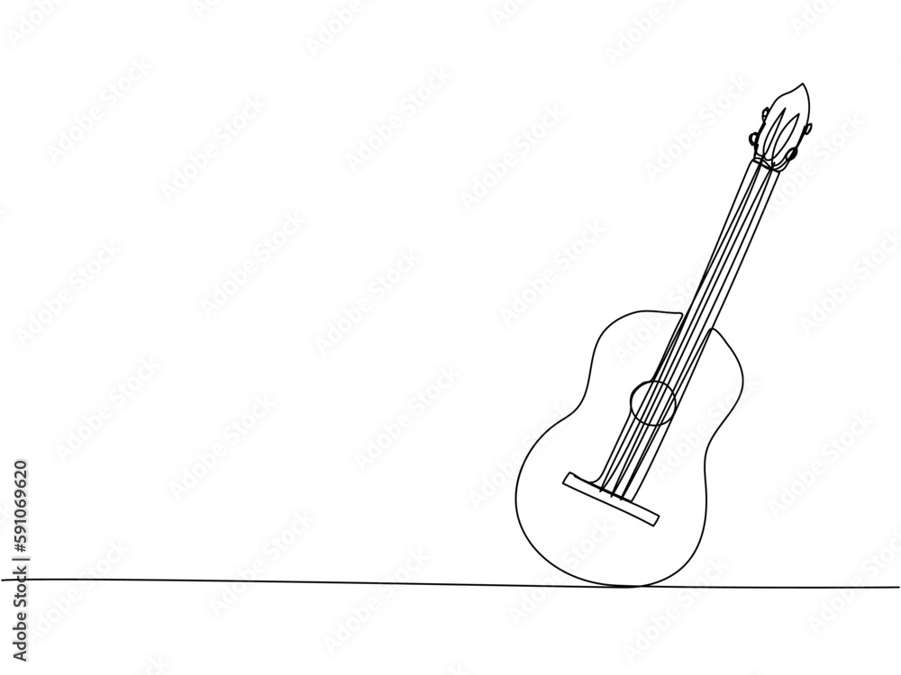 Electric guitar one line art. Continuous line drawing of musical ...