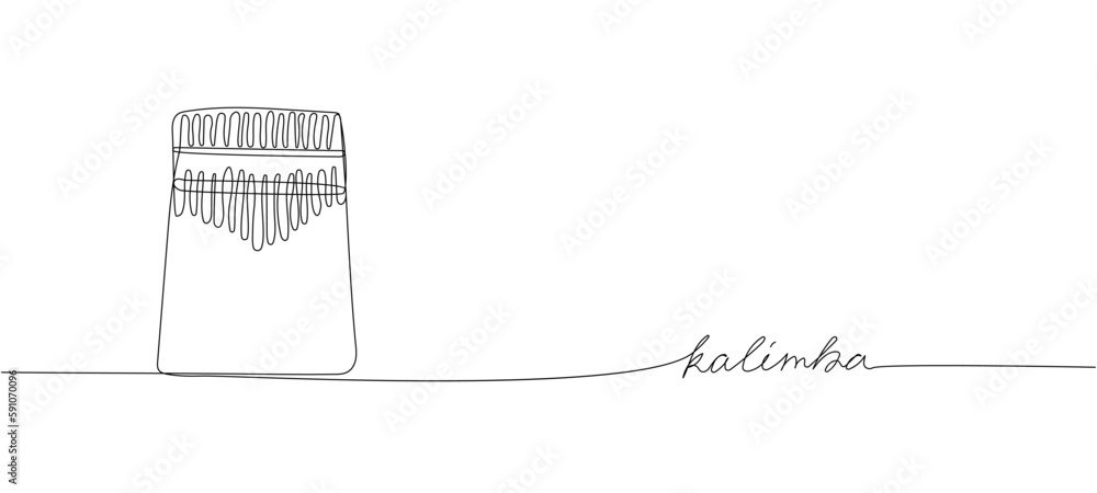 Kalimba one line art. Continuous line drawing of kalimba, mbira ...