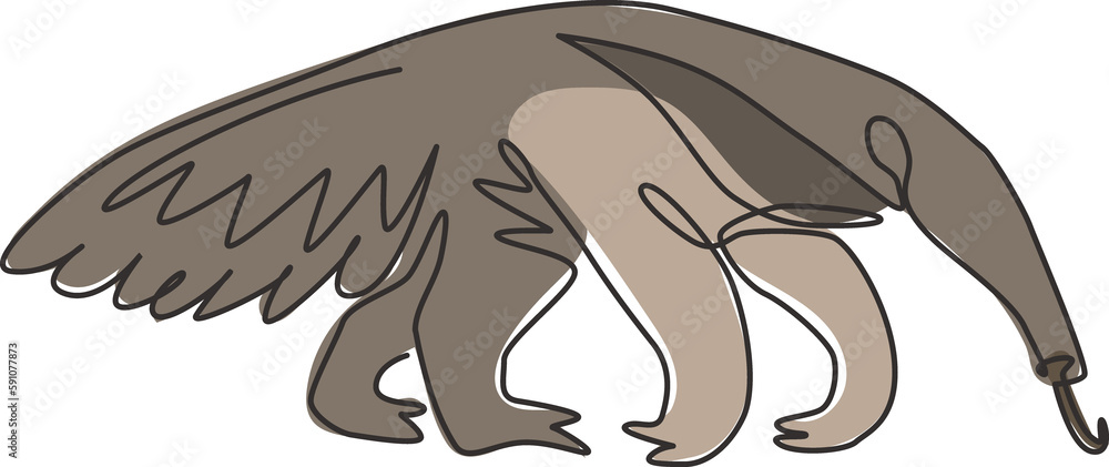 One continuous line drawing of giant anteater for logo identity ...