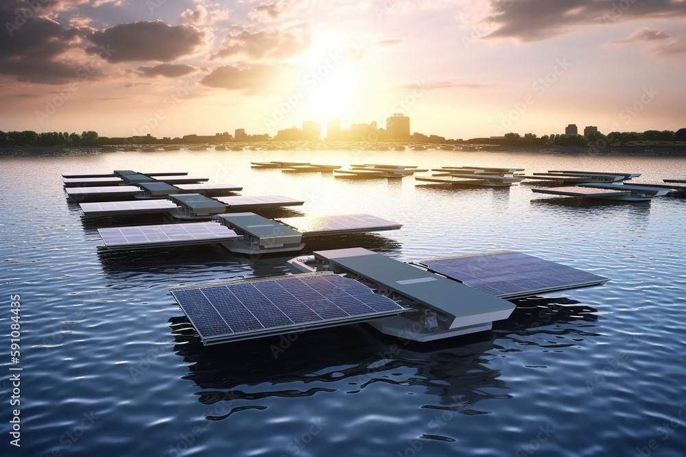 Floating solar panels on bodies of water for energy, generative ...