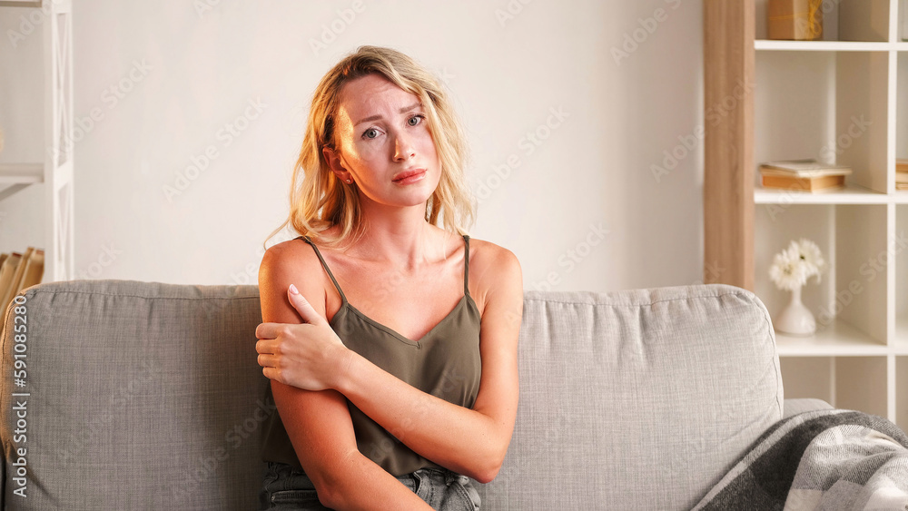 Bad news. Upset woman. Disappointment regret. Sad lady feeling sorrow ...