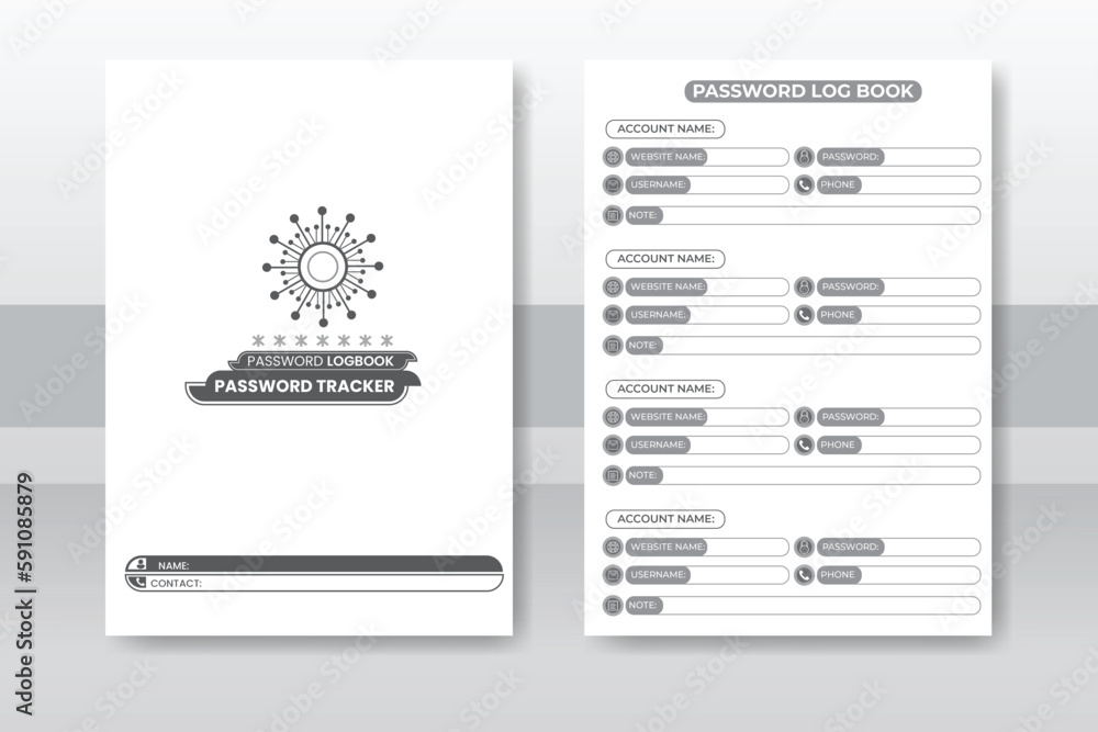 Password Log Book Template Set Set Of Password Log Template Password