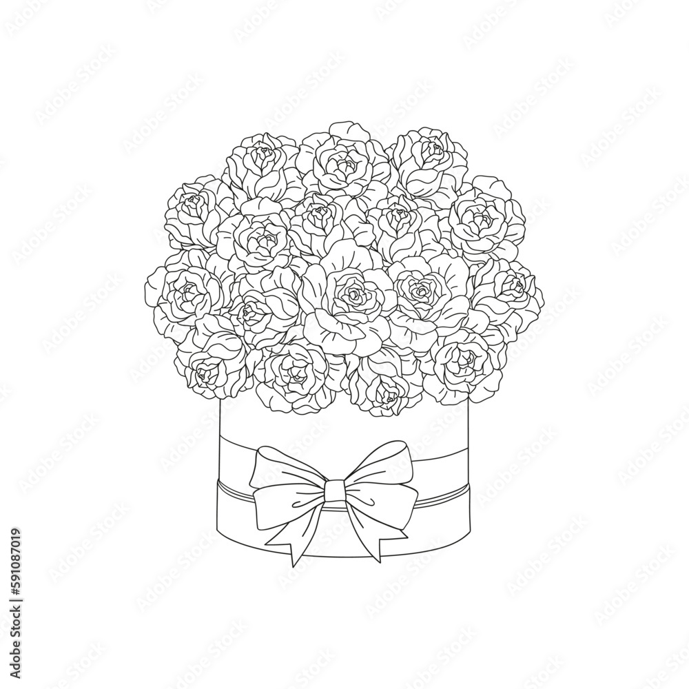 St Valentine Day present romantic pink roses bouquet vector ...