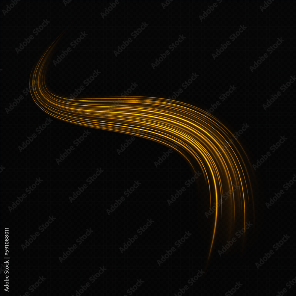 Magic bright trail on transparent background. Glowing fire lines effect ...