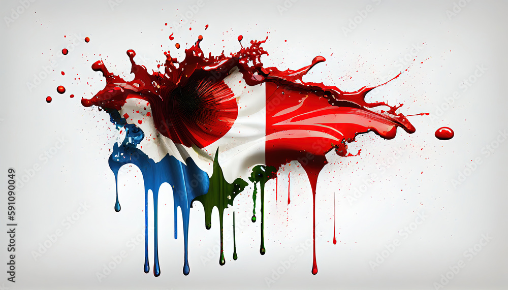 Turkey Country Flag Colors of Liquid Oil Paint Splashing and Explosio ...