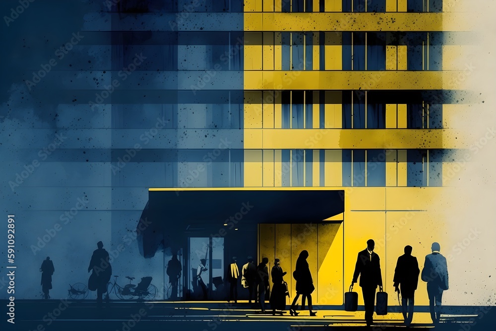 modern PowerPoint background image of hotel facade some people arriving ...