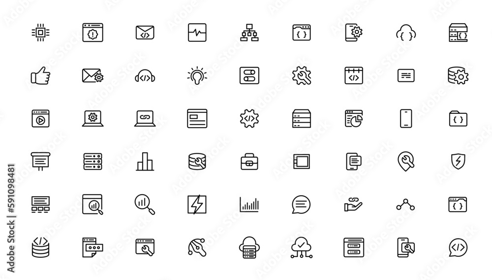 Software Development Icon Collection Programming Coding Icon Set Programmer And Developer